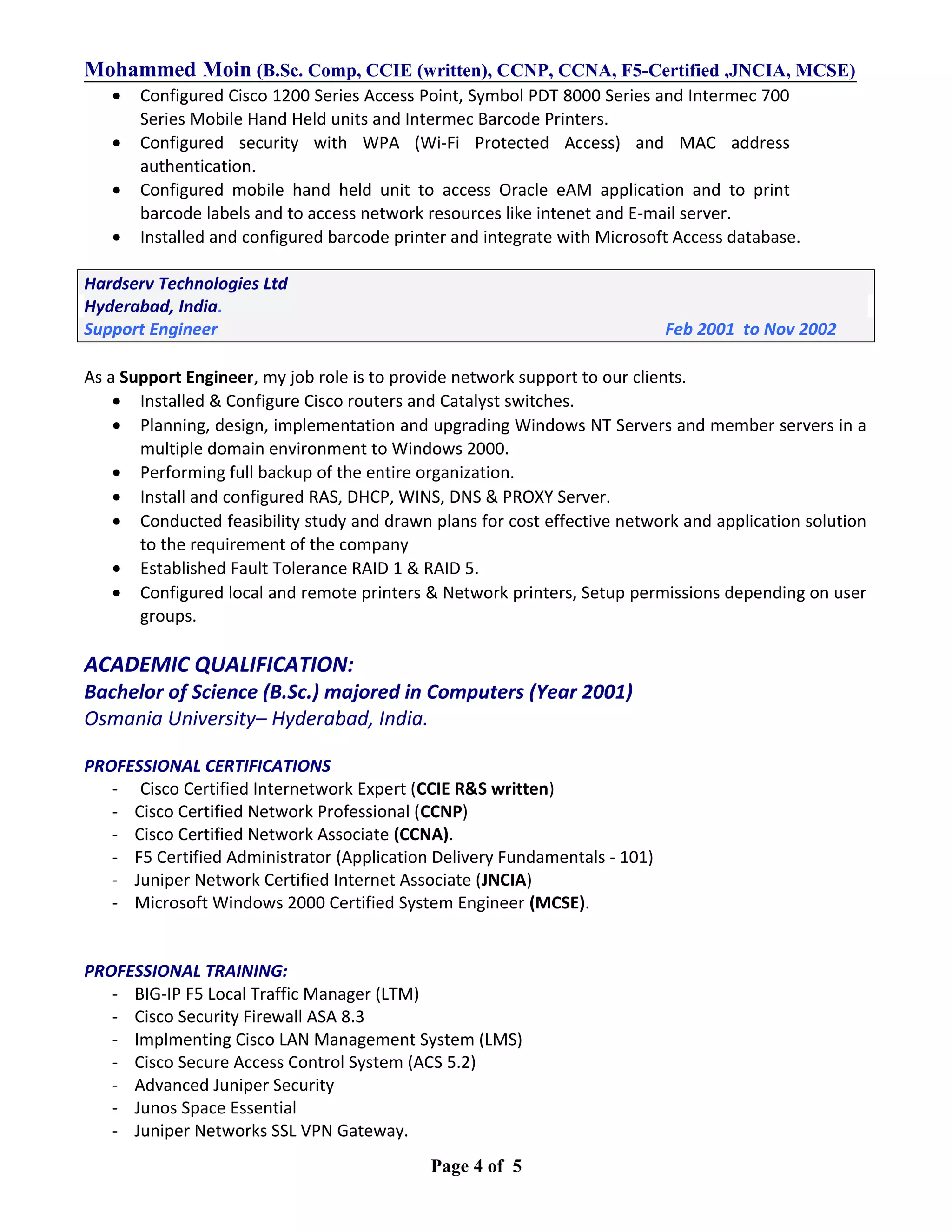 Mohammed Moin CV | PDF