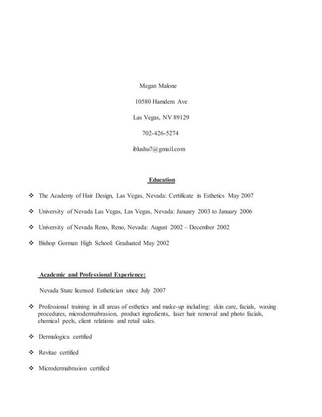 Megan Malone resume | PDF