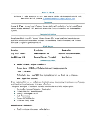 Pankaj Singh_CV | DOC | Operating Systems | Computer Software and Applications