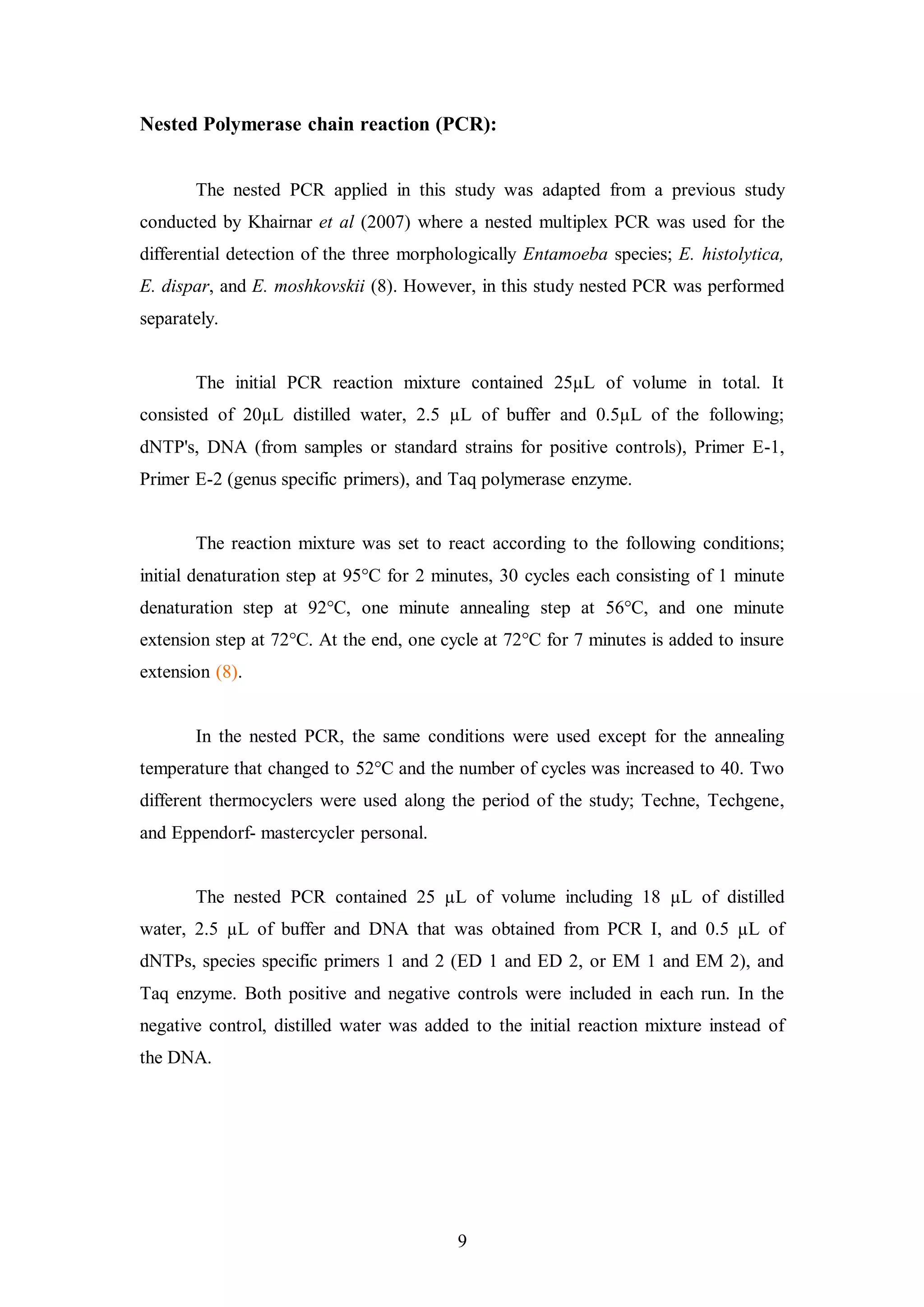 Differential Detection of Entamoeba dispar and Entamoeba moshkovskii Using nested PCR | PDF