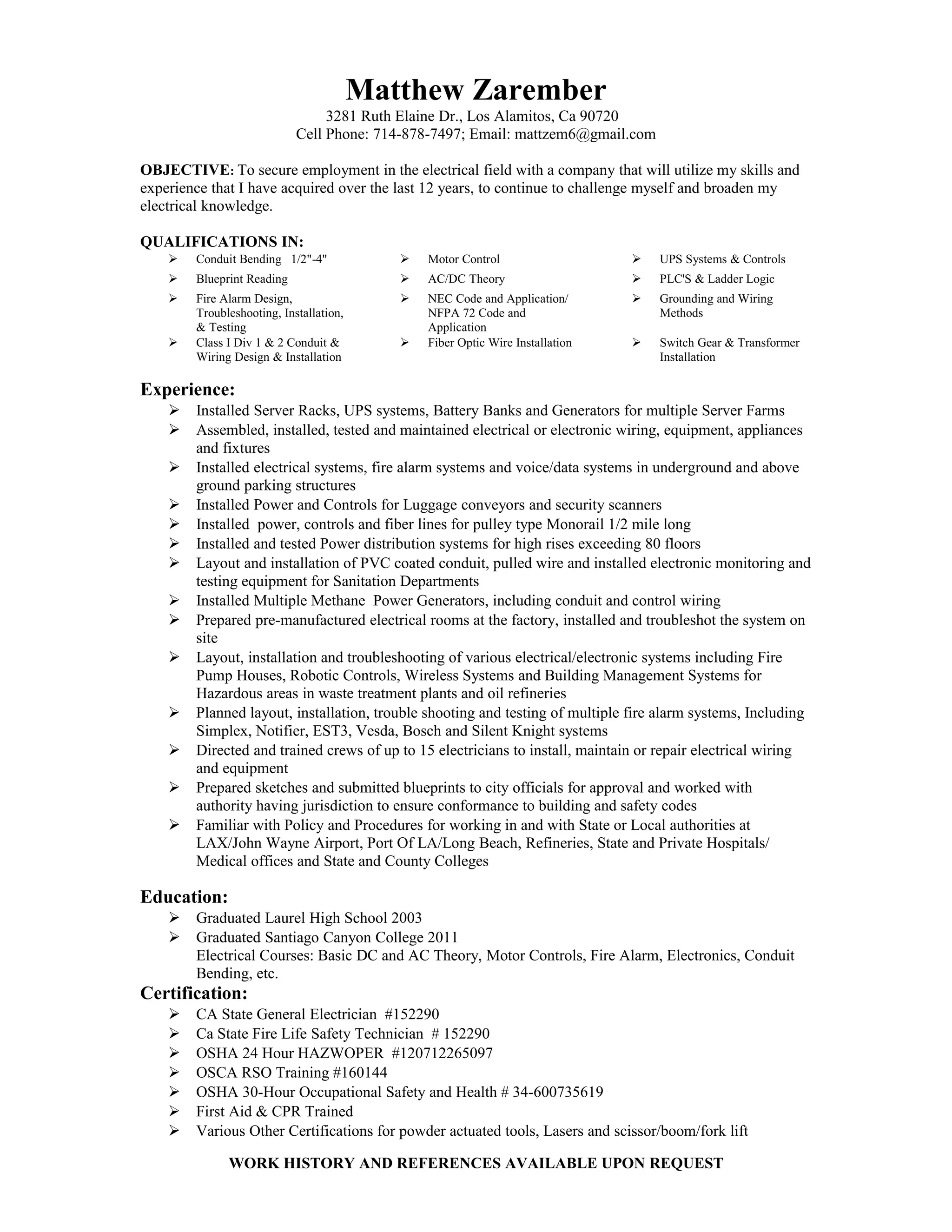 Matts Resume | DOC | Careers