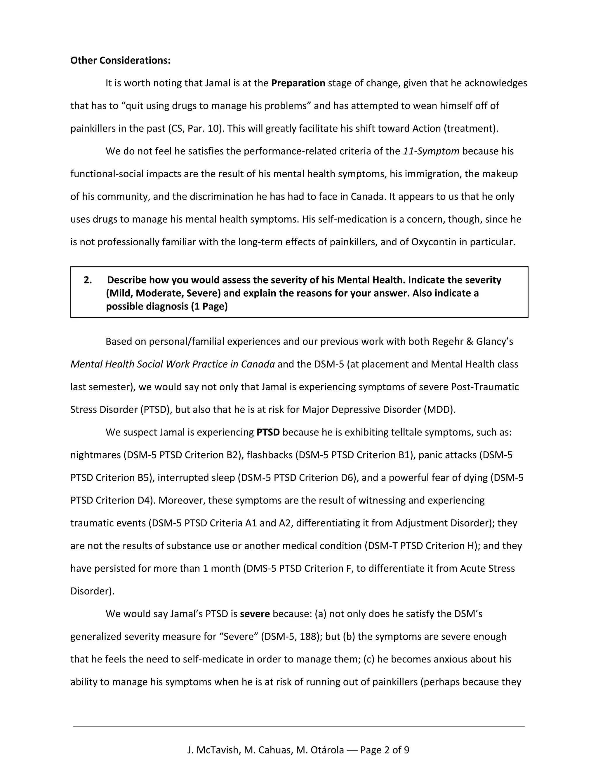 Concurrent Disorders Case Study | PDF