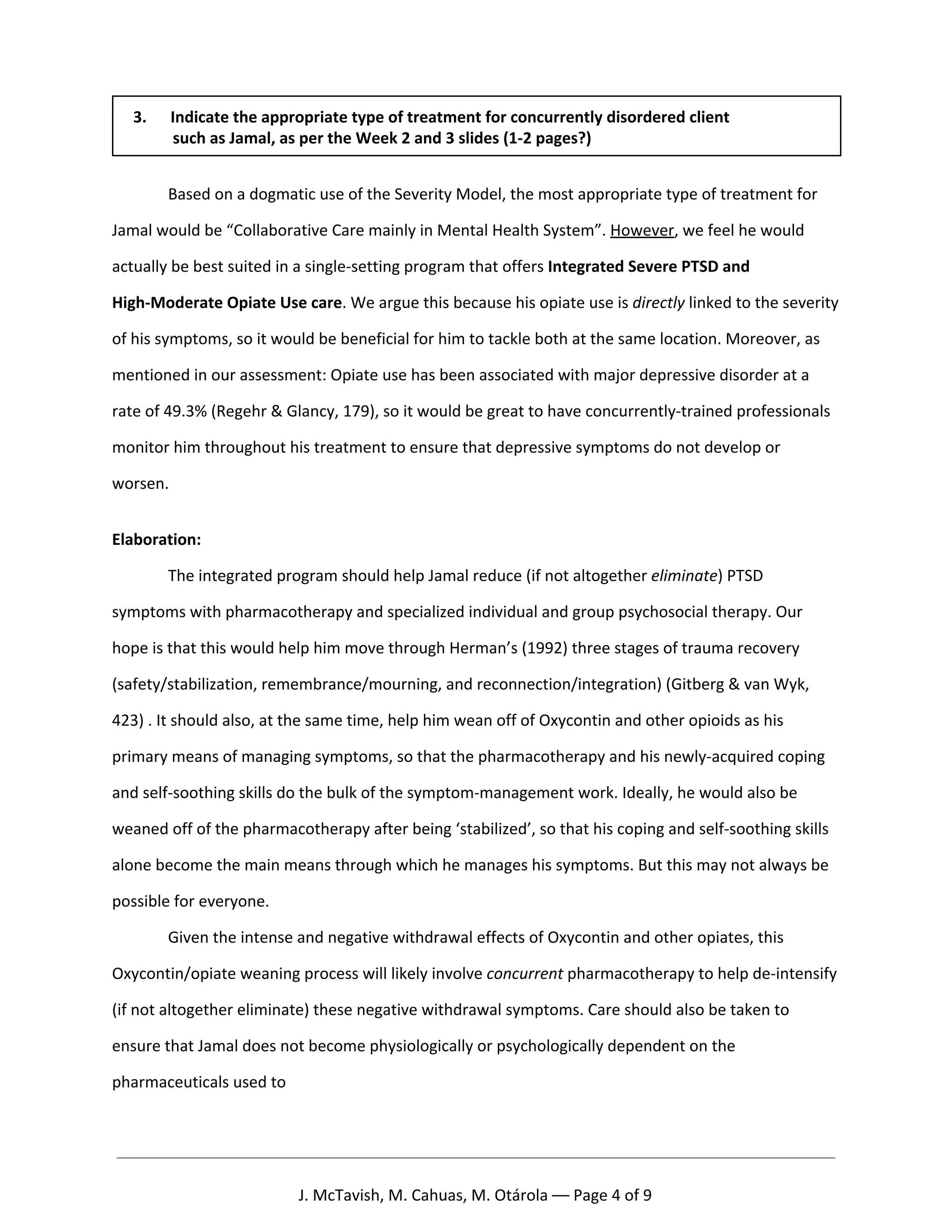 Concurrent Disorders Case Study | PDF