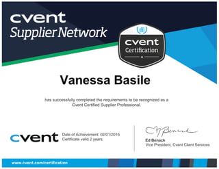 CVENT CERTIFICATE | PDF
