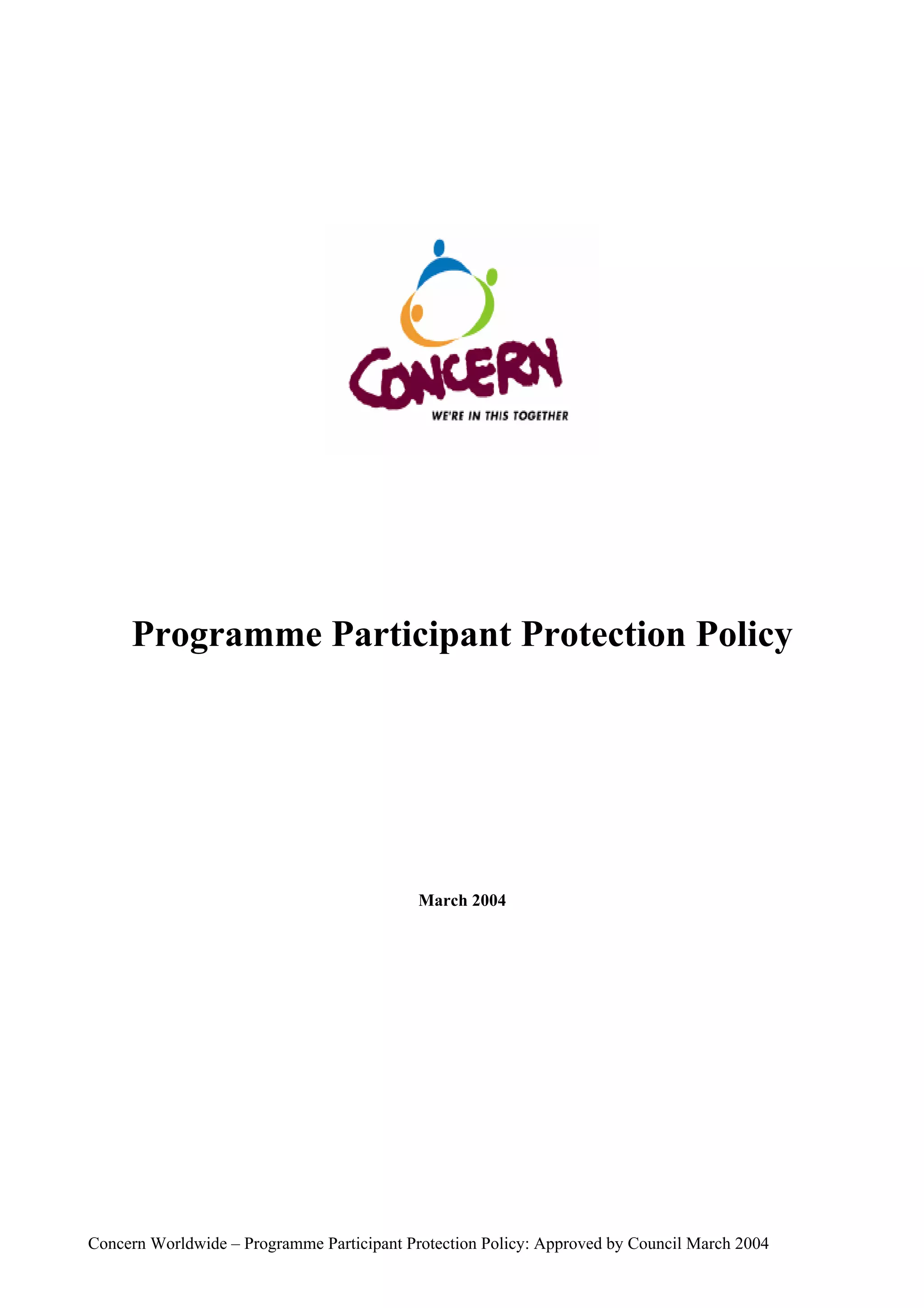 Concern Programme Participant Protection Policy | PDF