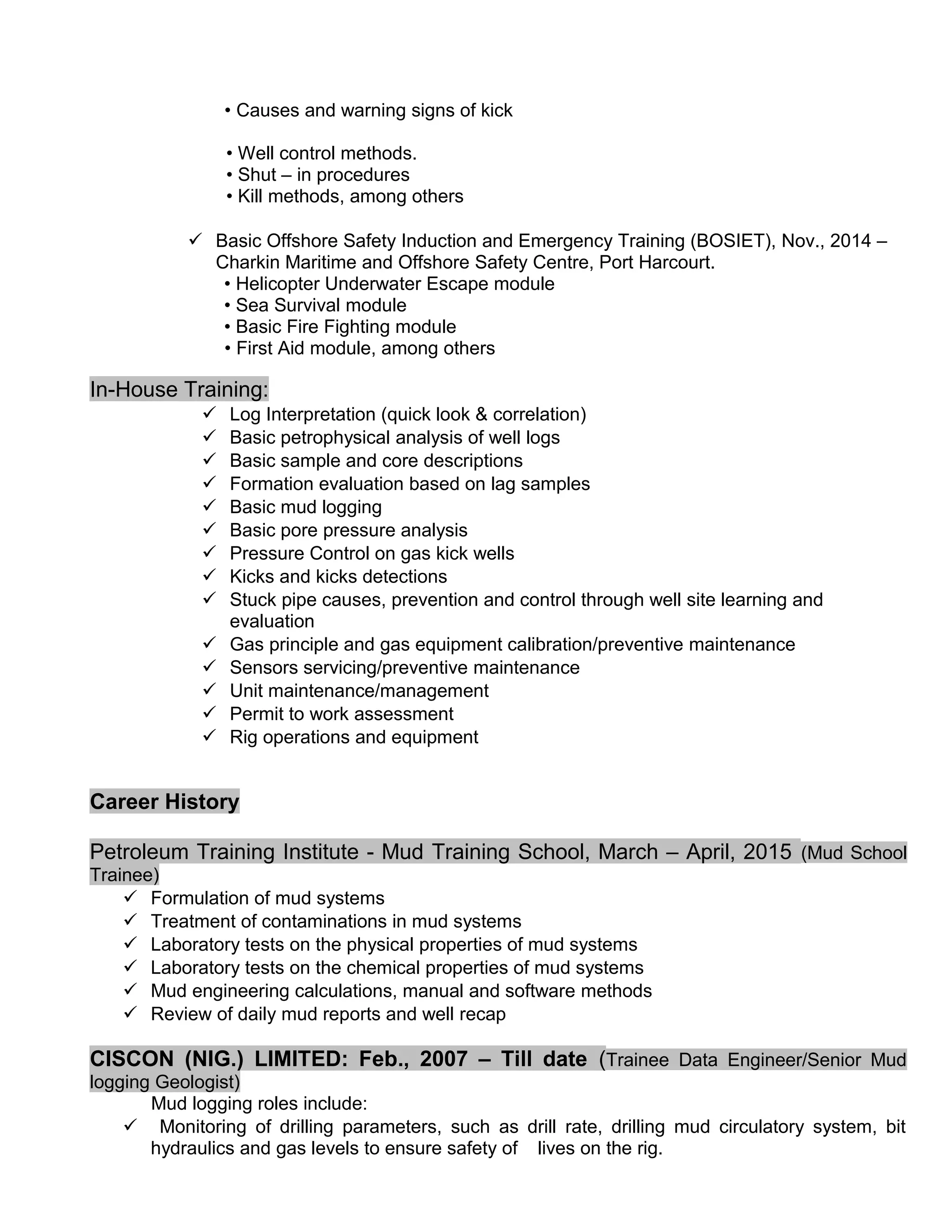Justice mud Engineering CV_2015 | DOC