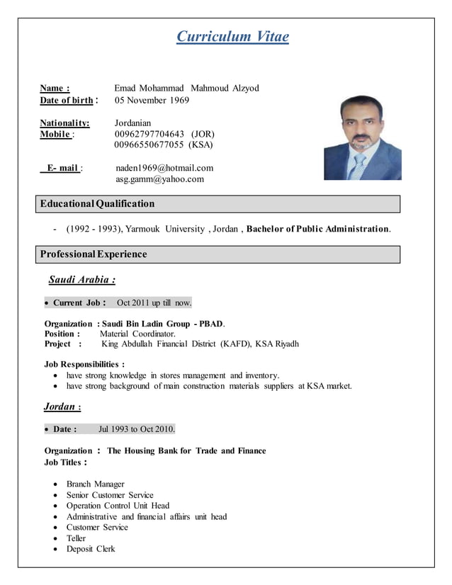 Curriculum Vitae cv emad | DOCX