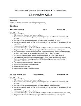 Cassandra Silva Resume