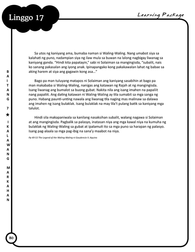 Grade 7 Learning Module in Filipino (Learning Package - Quarter 1 to 4) | PDF