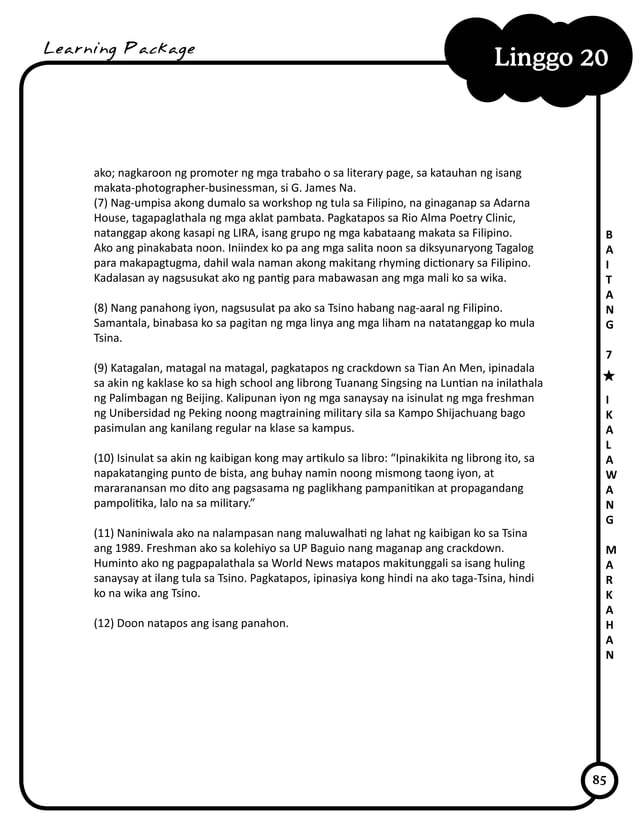 Grade 7 Learning Module in Filipino (Learning Package - Quarter 1 to 4 ...