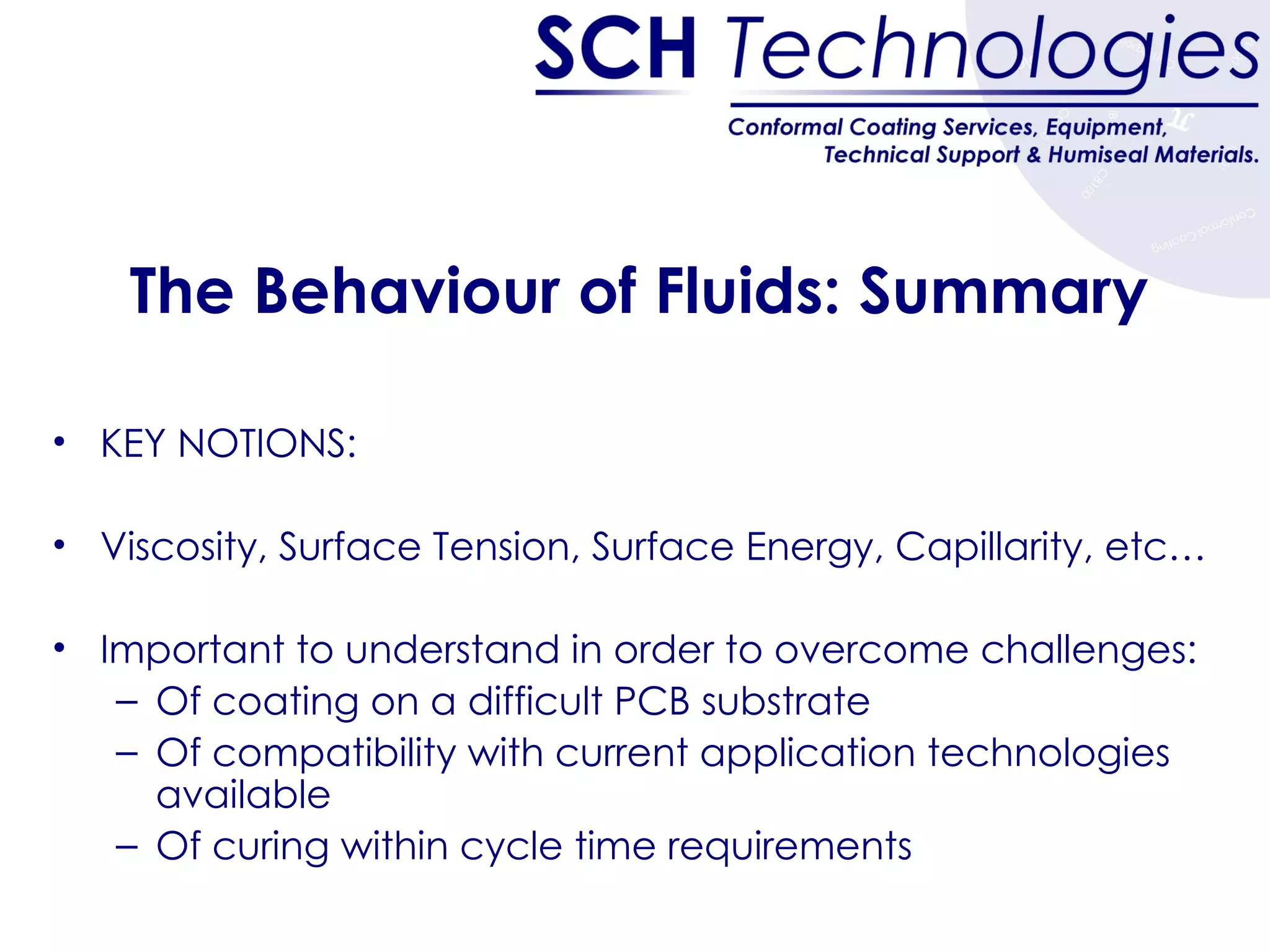 Fluid Behaviour Of Conformal Coatings | PPT | Chemistry | Science