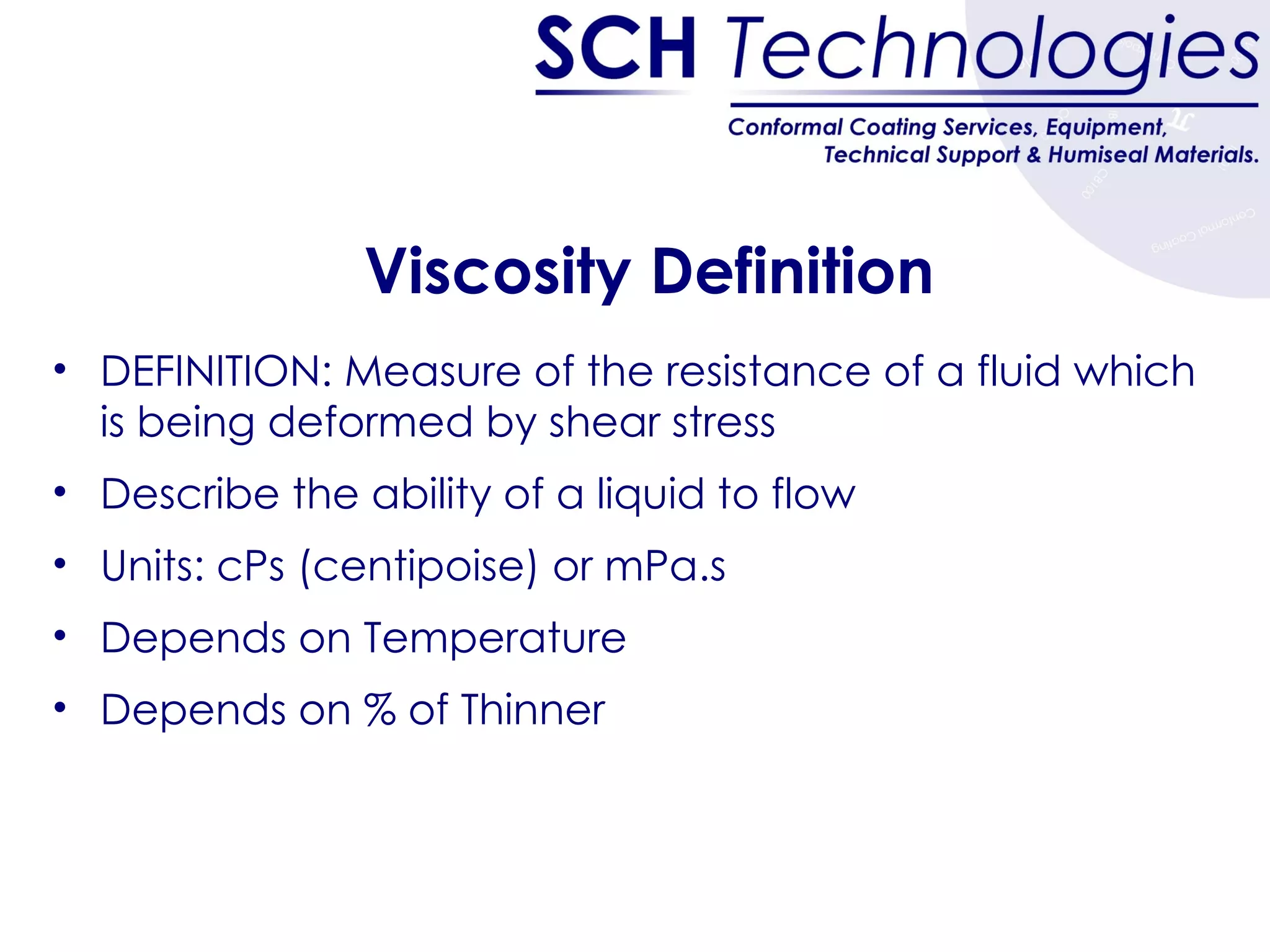 Fluid Behaviour Of Conformal Coatings | PPT | Chemistry | Science