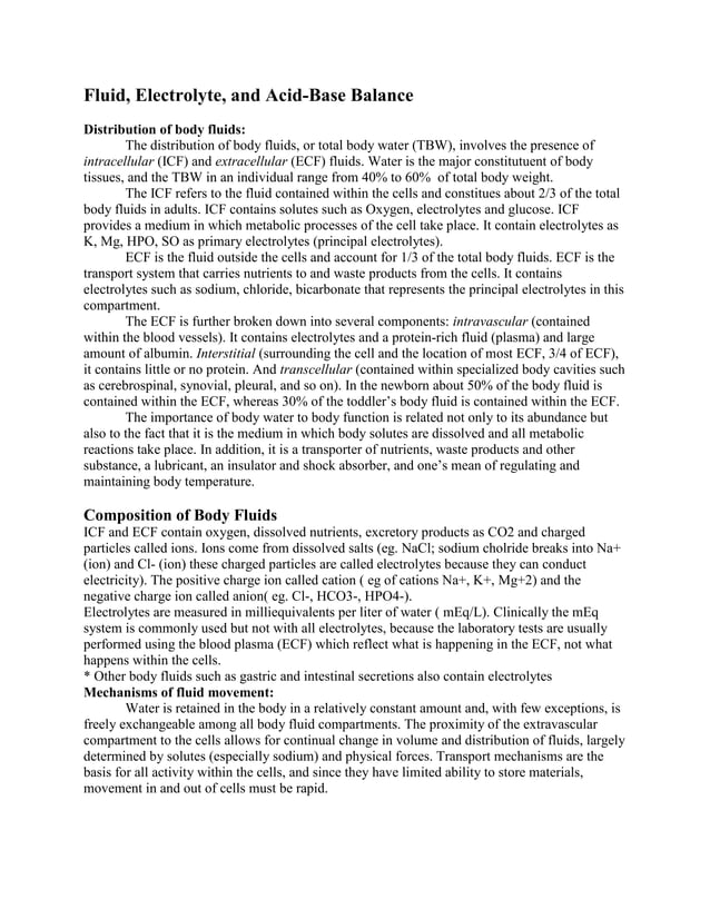 7 fluid, electrolyte balance | PDF