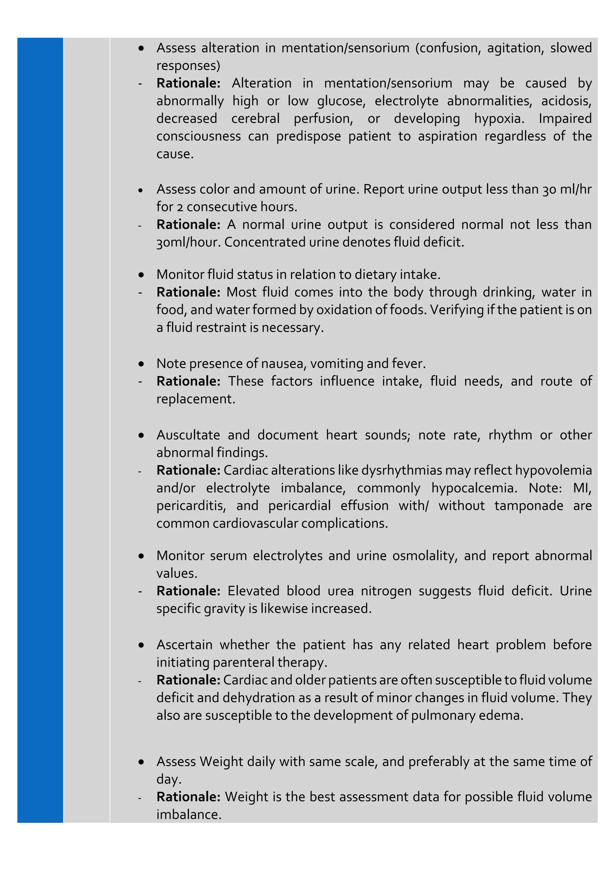 Fluid Volume Deficit Nursing Care Plan | PDF
