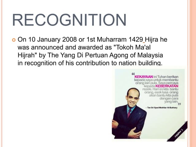 Famous Personality - Syed Mokhtar Al-Bukhary | PPT