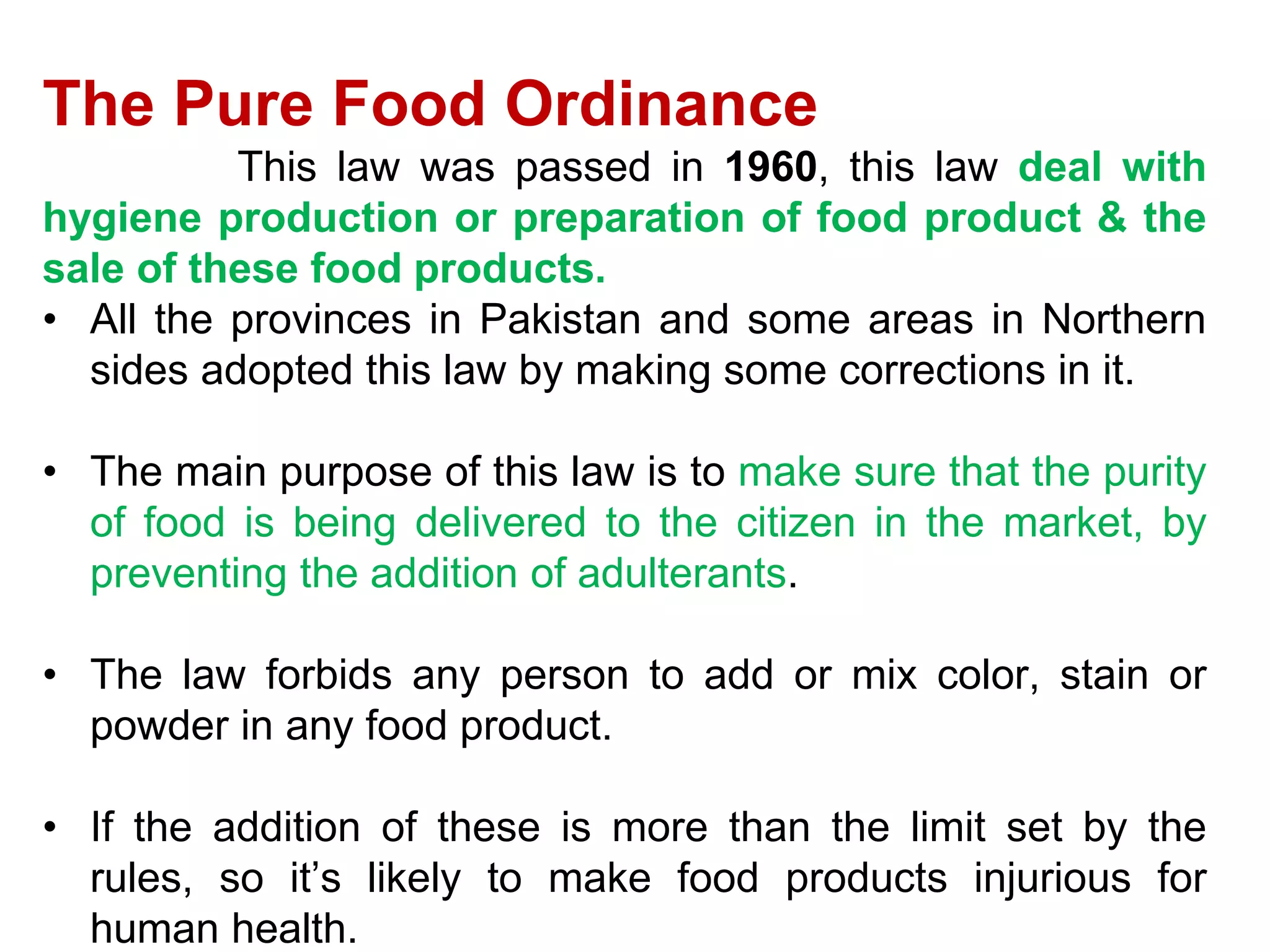 7 food hygiene, sanitation legislation | PPTX