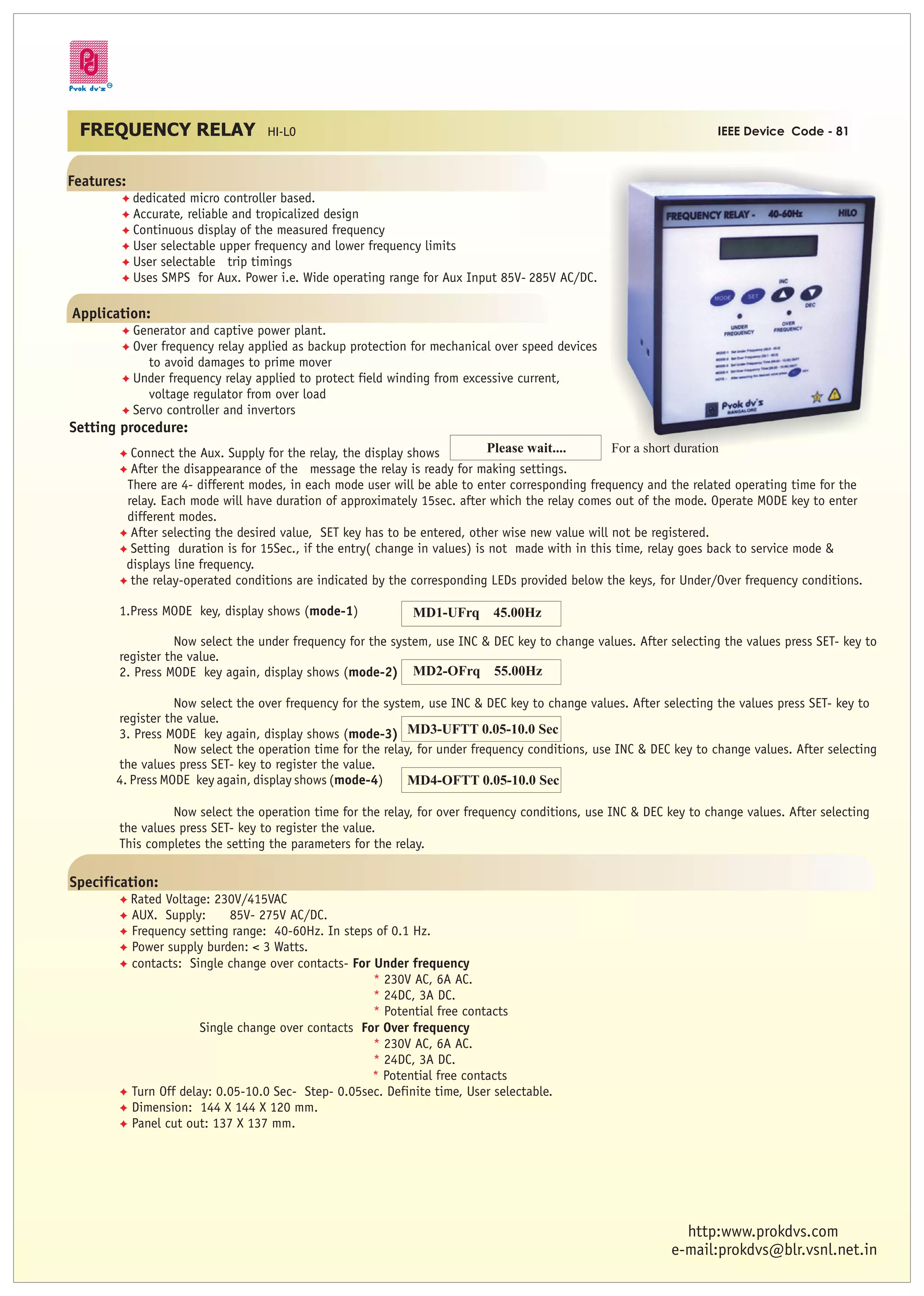 frequency relay | frequency relays | | PDF