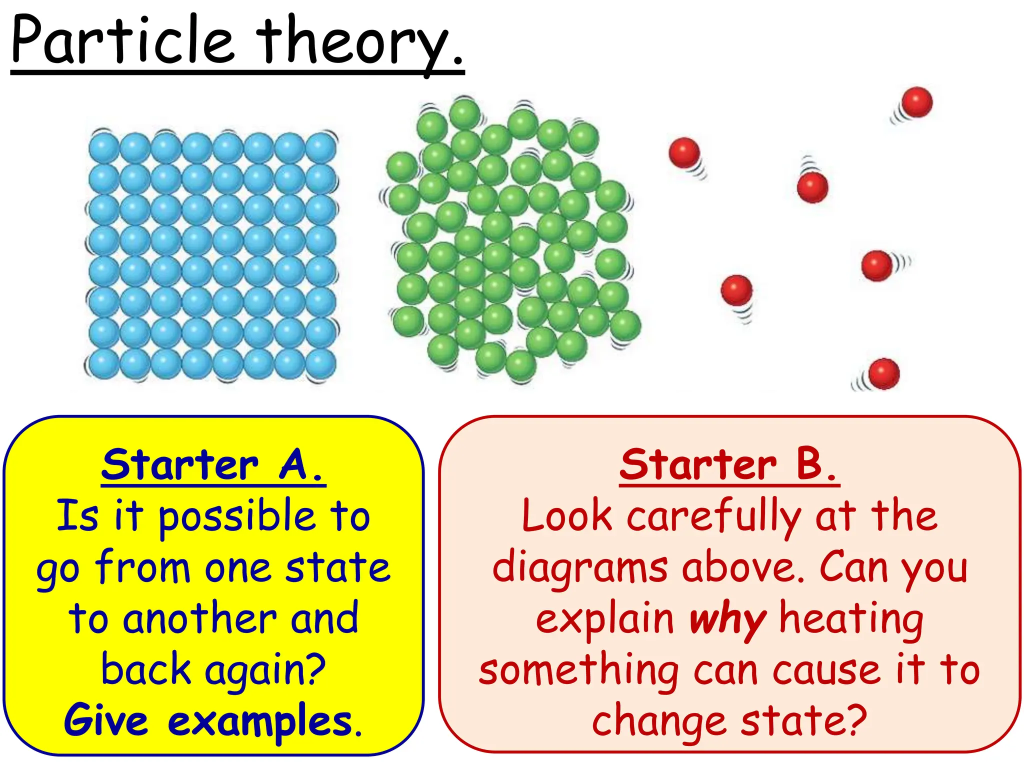 Particle-theory - Notes and activities for grade 7 | PPTX