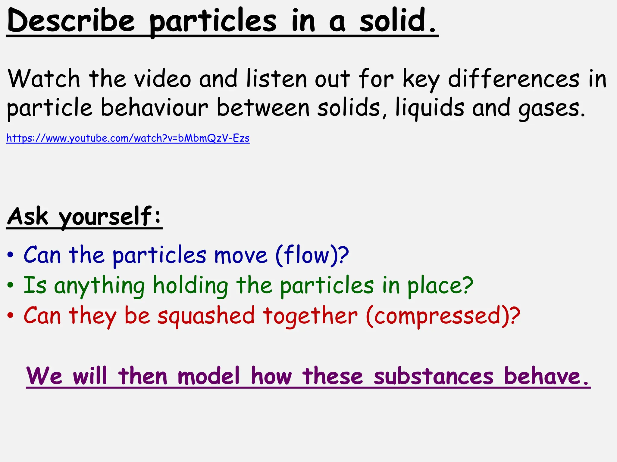 Particle-theory - Notes and activities for grade 7 | PPTX