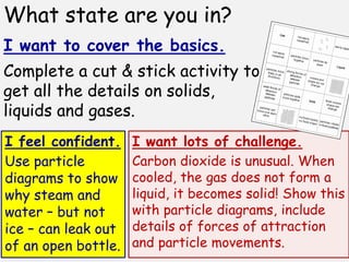 Particle-theory - Notes and activities for grade 7 | PPTX