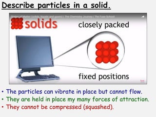 Particle-theory - Notes and activities for grade 7 | PPTX
