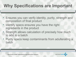 InstantGMP Compliance Series - Improving Specifications | PPT ...