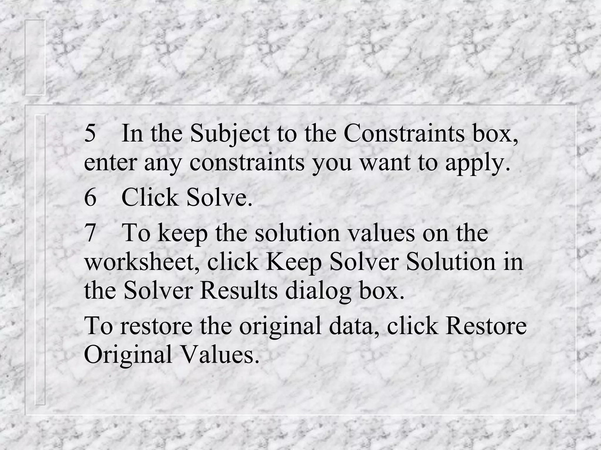 7 goal seek and solver | PPT | Programming Languages | Computing