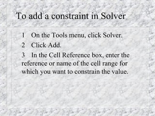 7 goal seek and solver | PPT