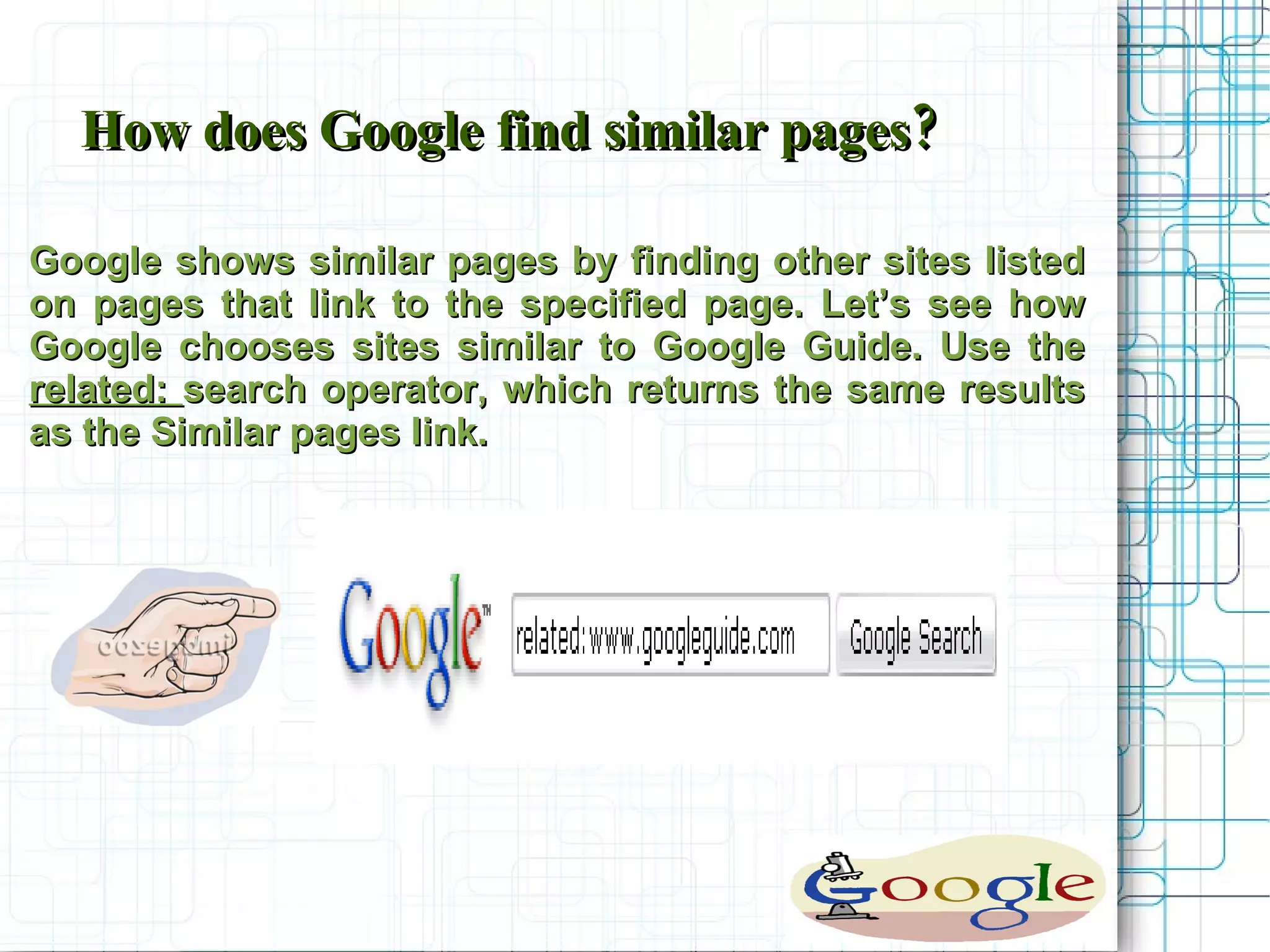 7 Google Similar Pages | ODP