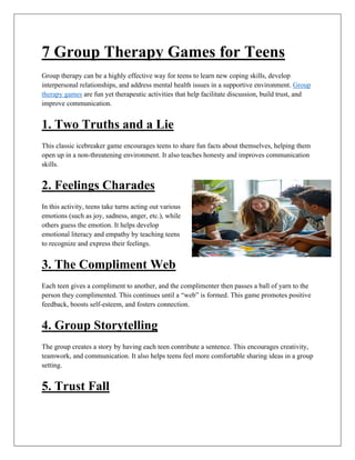 Effective Group Therapy for Teens: Building Support and Resilience | PDF