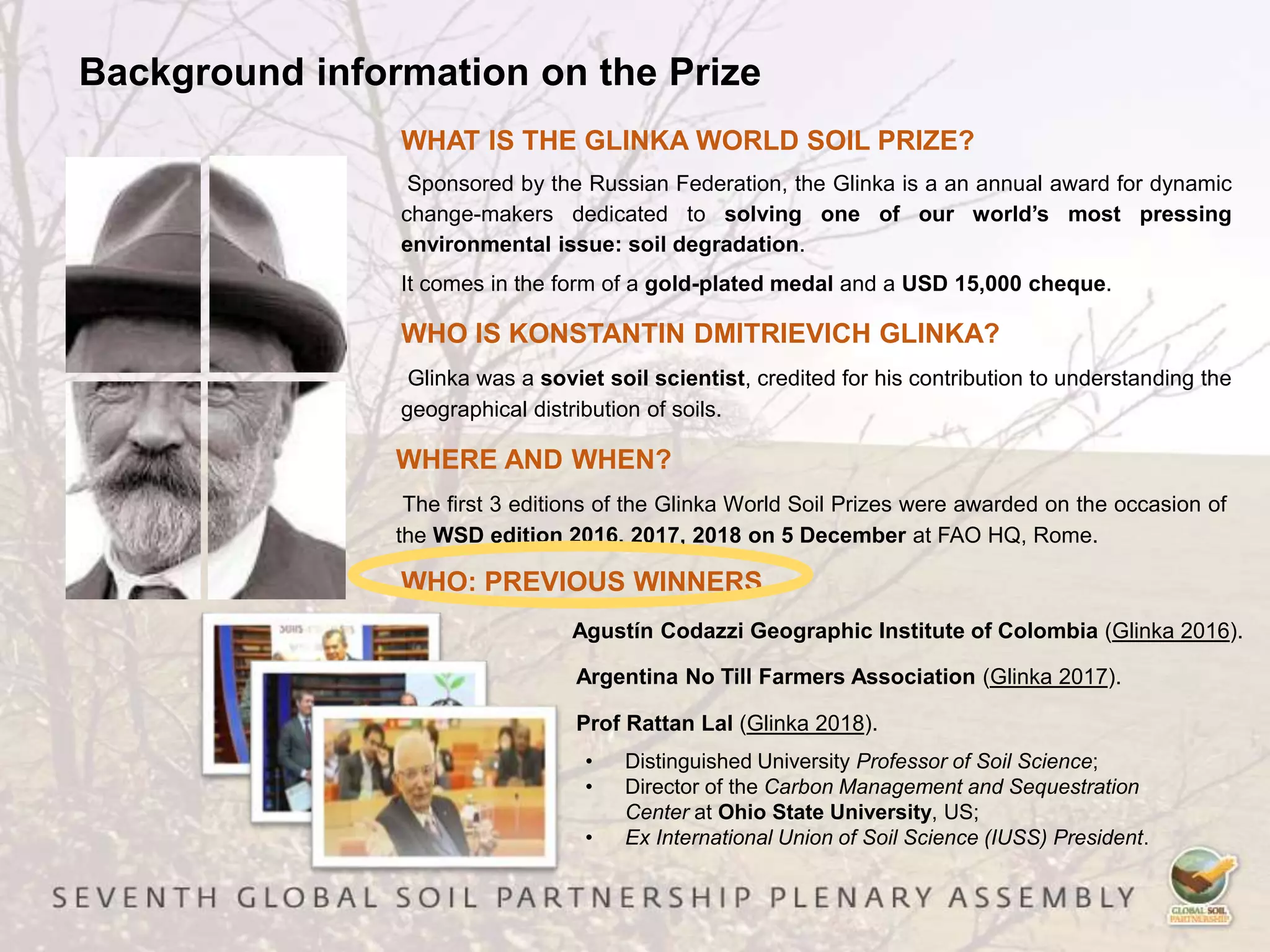 Glinka World Soil Prize | PPTX