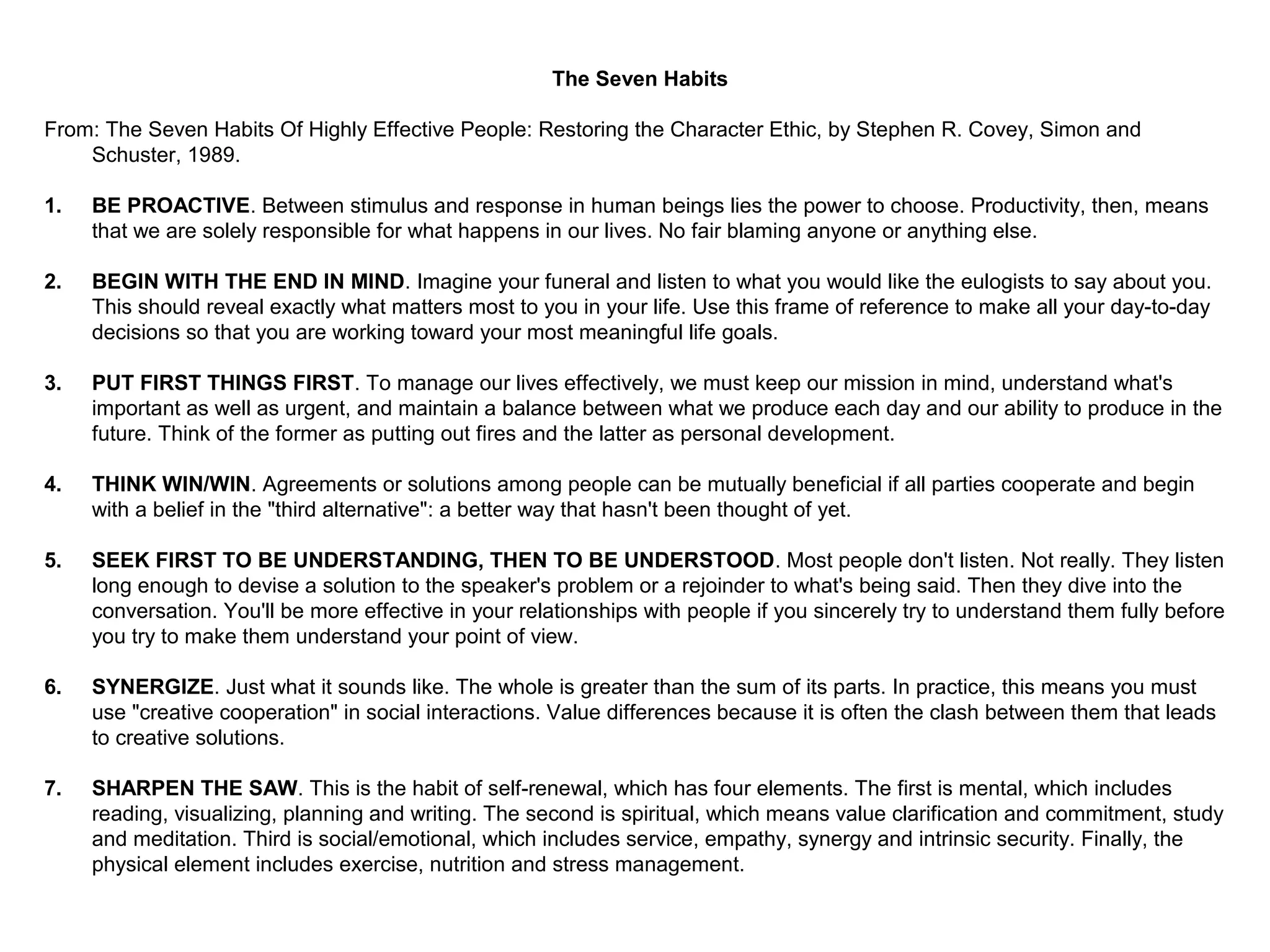 7 habits from stephen covey | PPT