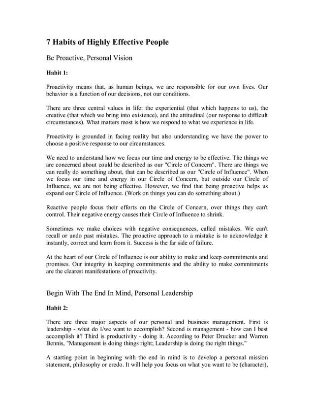 7 habits of highly effective people | PDF
