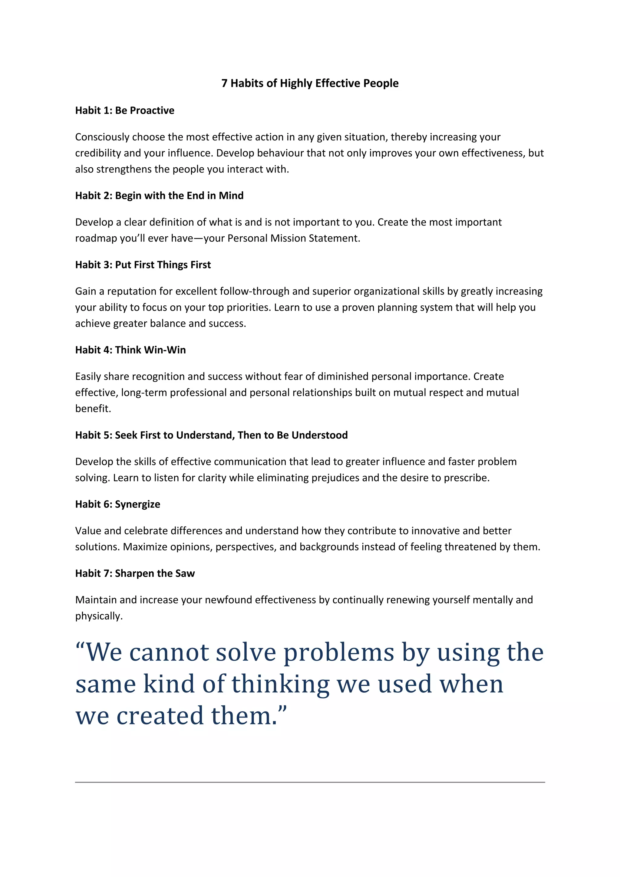 7 habits of highly effective people - notes | DOC