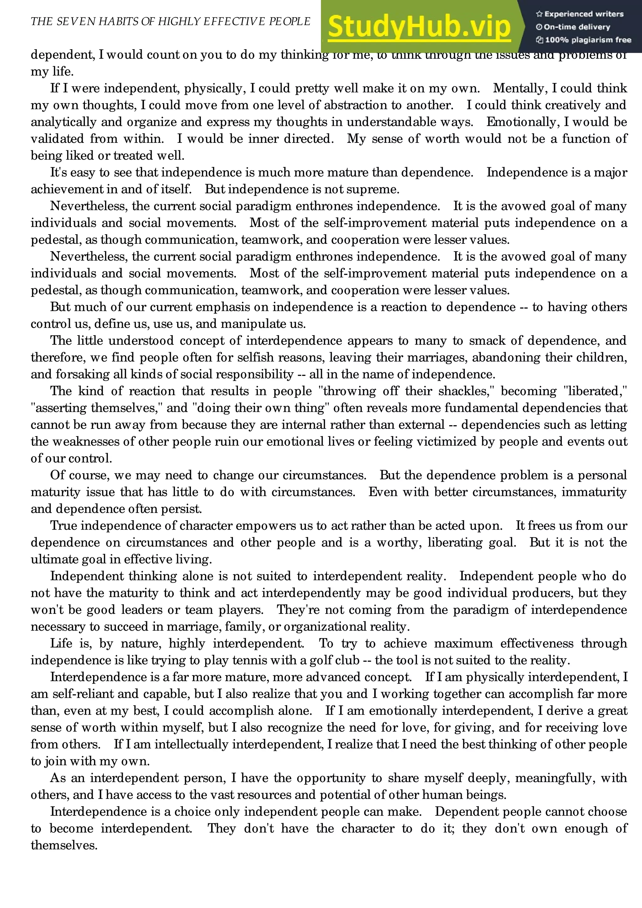 7 HABITS OF HIGHLY EFFECTIVE PEOPLE BY STEPHEN COVEY | PDF