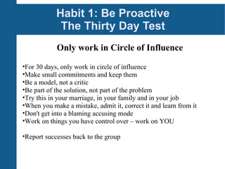 7 Habits Of Highly Effective People Session 1 | PPT | Workshops and ...