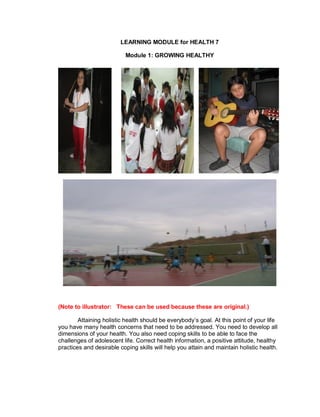 Grade 7 Learning Module in Health (Quarter 1 to 4) | PDF