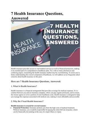 7 Health Insurance Questions, Answered | PDF | Health Insurance | Insurance