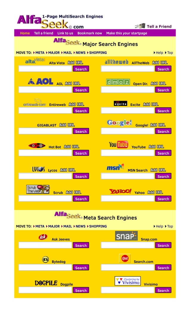 Alfa seek © 1 page multisearch engines - with all meta and major search ...