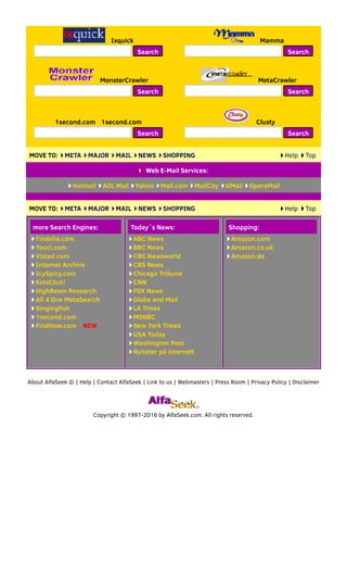 Alfa seek © 1 page multisearch engines - with all meta and major search ...
