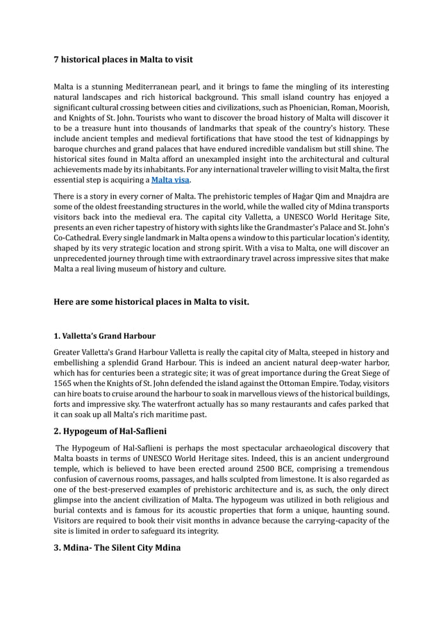 7 historical places in Malta to visit with friends | PDF