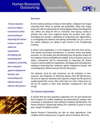 HR Outsourcing: 7 Success Stories | PDF