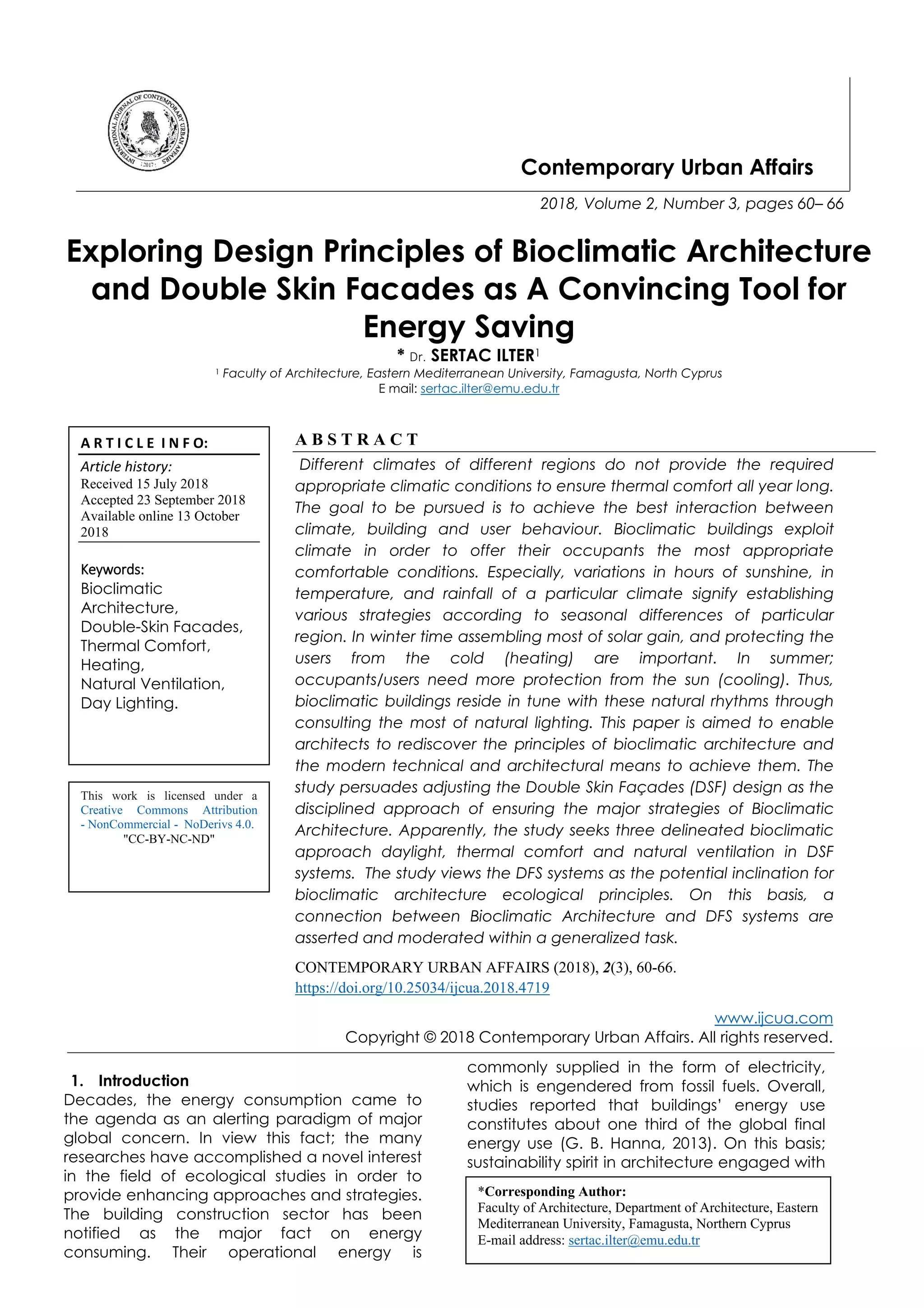 Exploring Design Principles of Bioclimatic Architecture and Double Skin ...