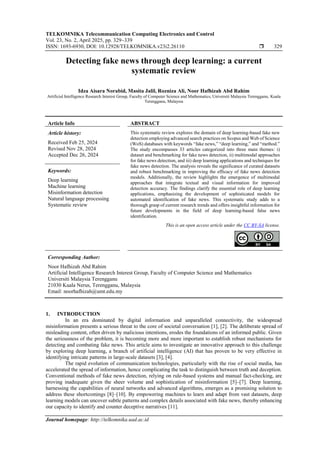 Detecting fake news through deep learning: a current systematic review | PDF