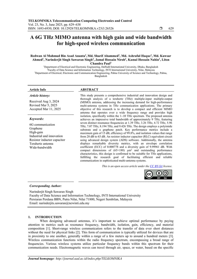 A 6G THz MIMO antenna with high gain and wide bandwidth for high-speed ...