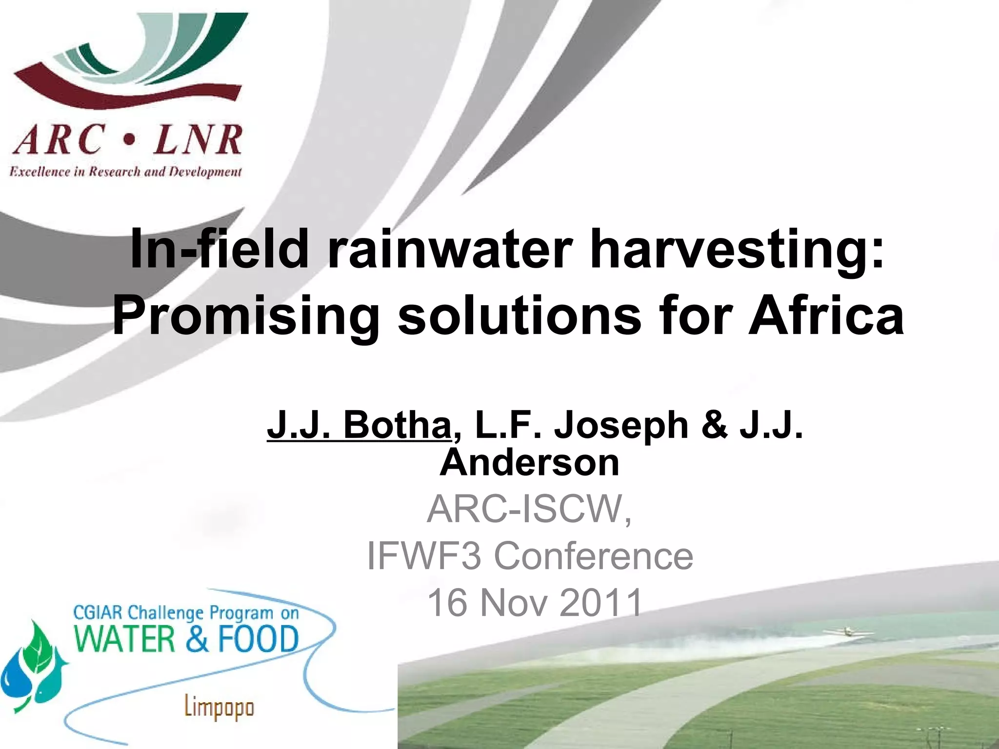 In-field rainwater harvesting: Promising solutions for Africa | PPT | Agriculture | Industries