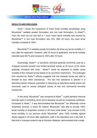 Larvicidal Activity of Mousticide RH and WP Against Anopheles sp. | PDF
