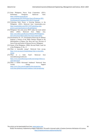 The Probability of Converting Fort Magsaysay Military Reservation to Solar Farms: Towards ...