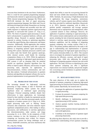 Quantum Computing Applications in High-Speed Signal Processing for EEE Systems | PDF