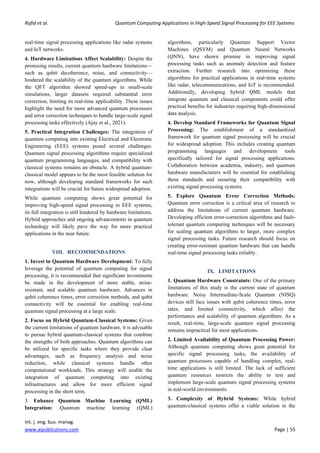Quantum Computing Applications in High-Speed Signal Processing for EEE Systems | PDF